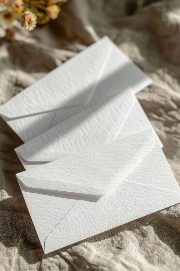 Three White Envelopes are Stacked on Top of Each Other Stock Photo ...