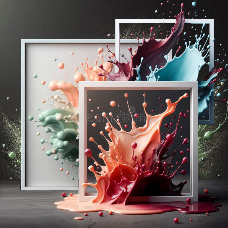 Three Frames of Color Splash Stock Illustration - Illustration of ...