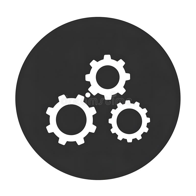 Three White Gears Inside a Black Circle, Symbolizing Mechanical or ...