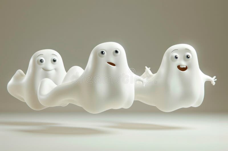Three White Ghostly Figures Suspended in Mid-air, Ethereal and Eerie ...