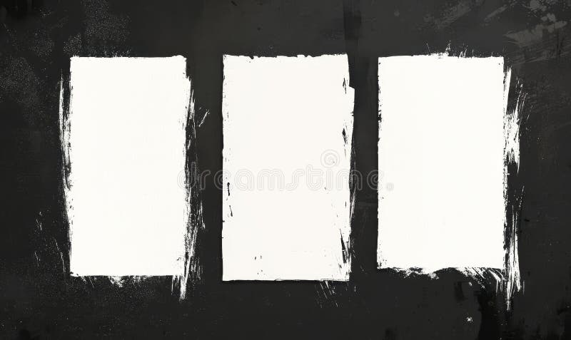 Three White Grunge Rectangle Banners on Black Textured Background Stock ...