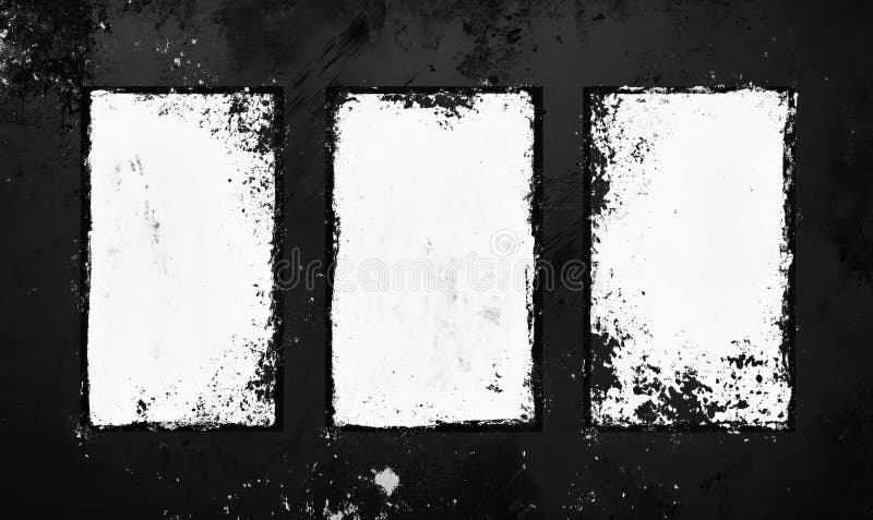 Three White Grunge Rectangle Banners on Black Textured Background Stock ...