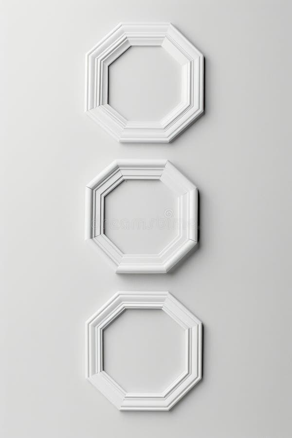 Three White Hexagons on a White Wall. Suitable for Interior Design ...