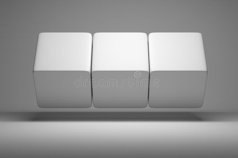 Three white large cubes stock illustration. Illustration of empty ...