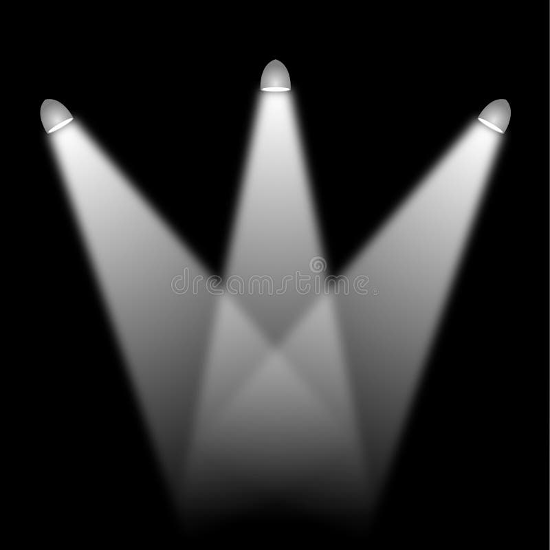Three White Light Isolated on Black Background.Lamp Top of Light ...
