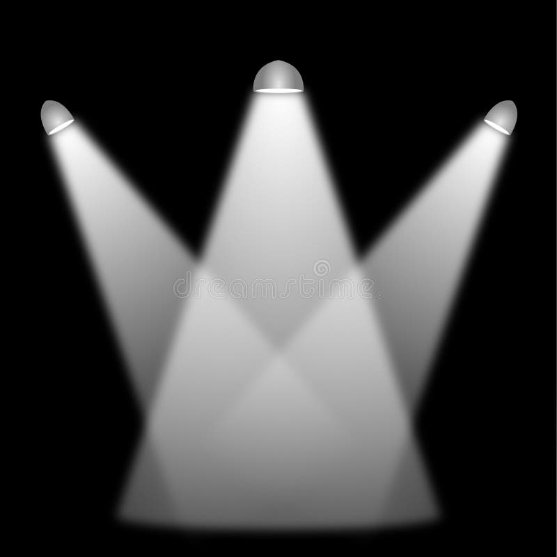 Three White Light Isolated on Black Background.Lamp Top of Light ...