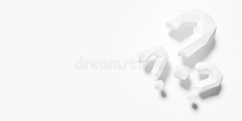 Three White Low-poly Polygonal Question Marks on White Background, Idea ...