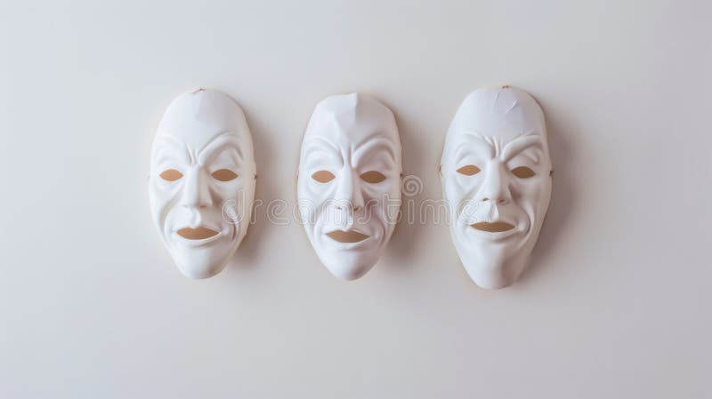 Three White Masks Hanging on a Wall Stock Photo - Image of collection ...