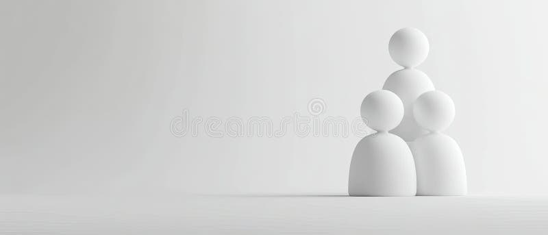 Three White Minimalist Figures Stand Together on a White Background ...