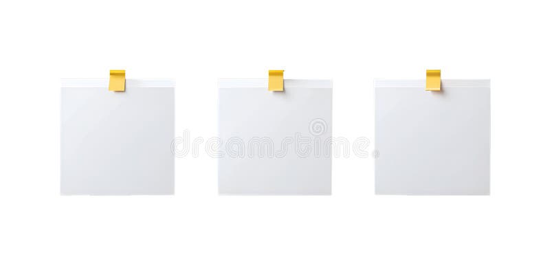 Three White Notes with Curled Edges and Attachments Stock Illustration ...
