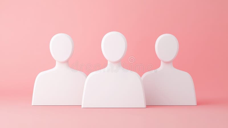 Three White Paper Figures on a Vibrant Pink Backdrop, Study in ...