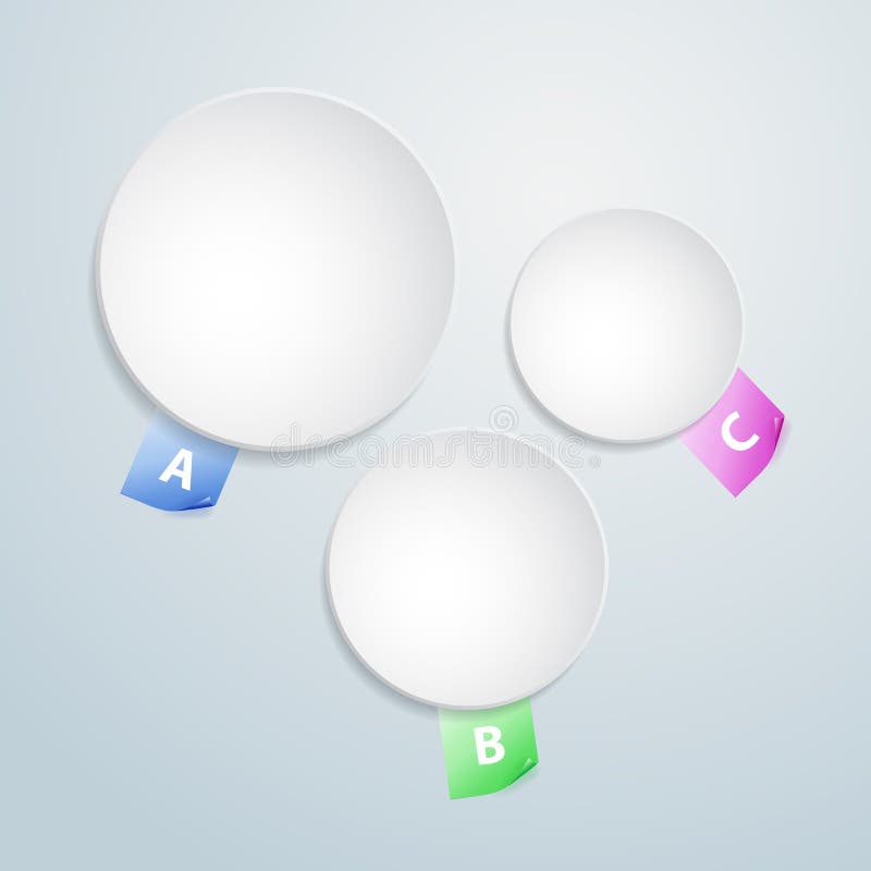 Three White Paper Round Notes. Stock Vector - Illustration of promotion ...