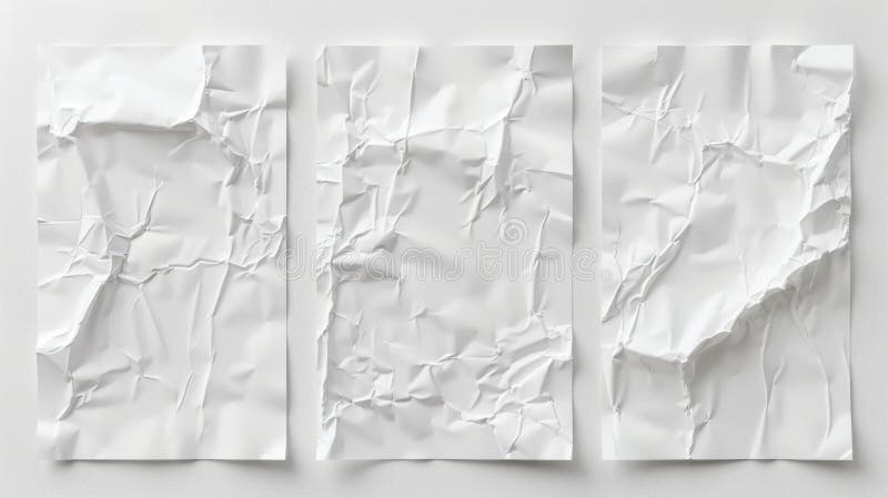 Three White Papers on a White Surface Stock Photo - Image of office ...