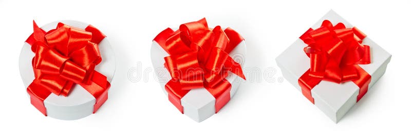 Three White Pasteboard Square Gift Boxes Stock Photo - Image of view ...