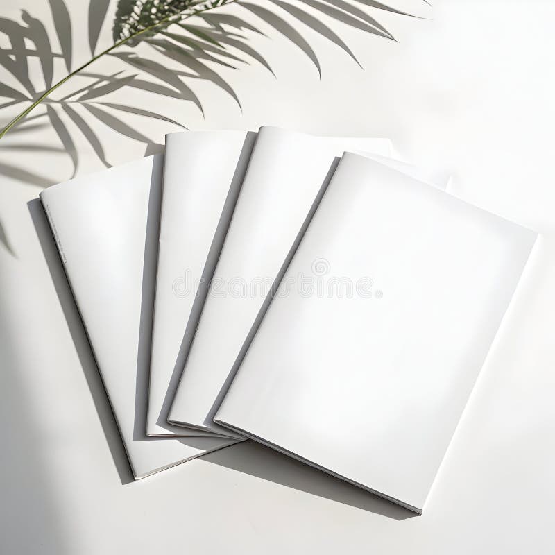 Three White Plain Magazines with Shadow Isolated on White Background ...