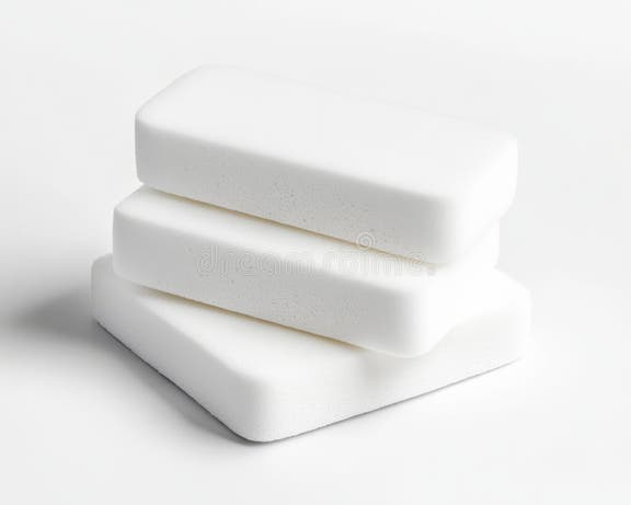 Three White Porous Rectangular Objects on White Background Stock ...