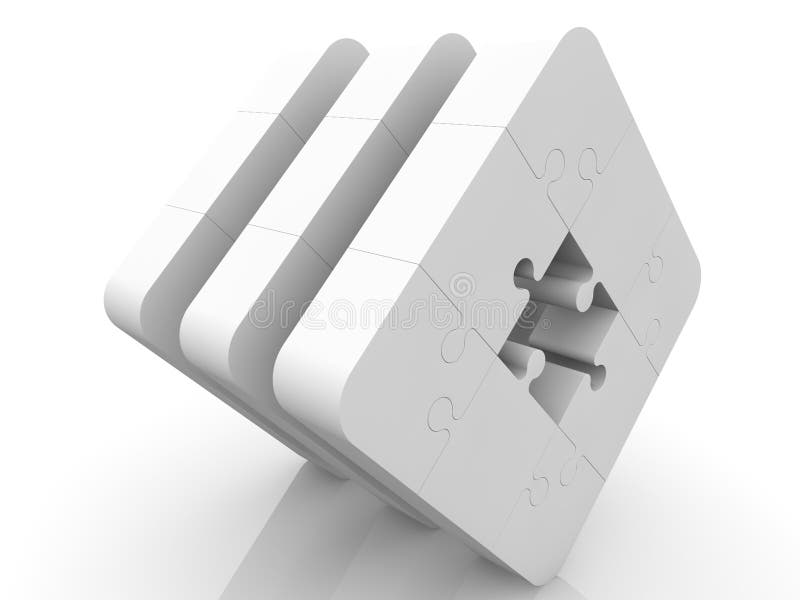 Three White Puzzle Constructions with a Void in the Center Stock ...