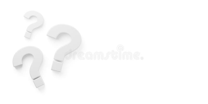 Three White Question Marks Symbol on White Floor Flat Lay Top View from ...