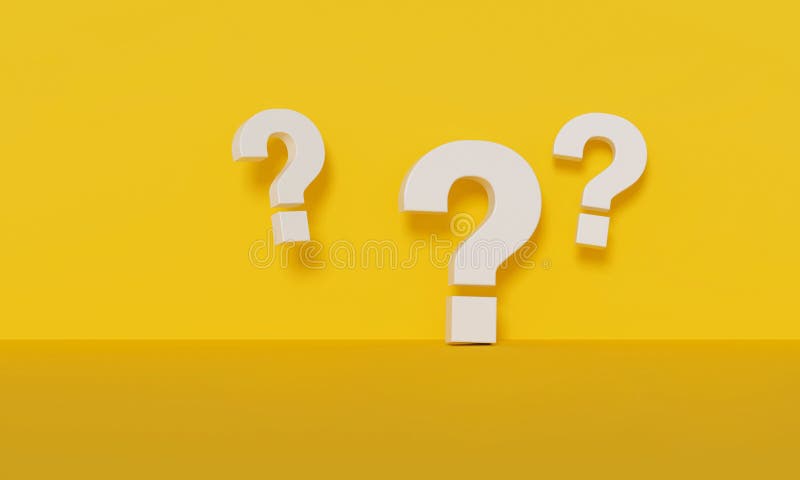 Three White Question Marks on Yellow Background Stock Photo - Image of ...