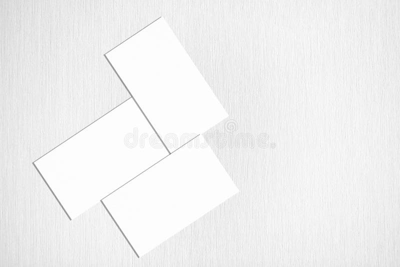 Three White Rectangle Business Card Mockups on Grey Background Stock ...