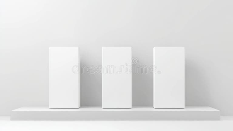 Three White Rectangular Blocks on a White Shelf. Stock Image - Image of ...