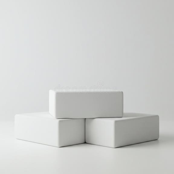 Three White Rectangular Blocks are Stacked on a White Background. Two ...