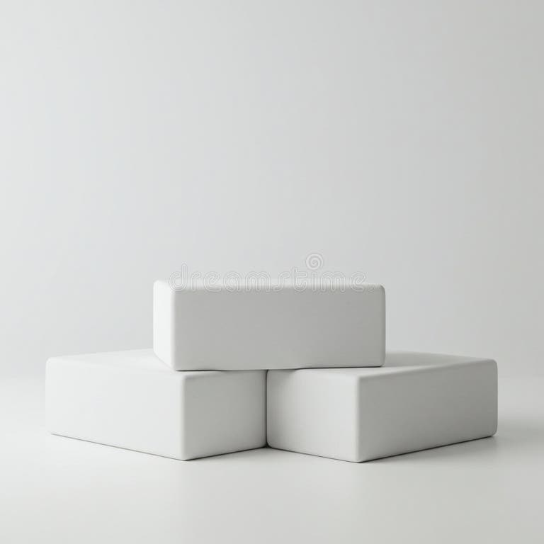 Three White Rectangular Blocks are Stacked on a White Background. Two ...