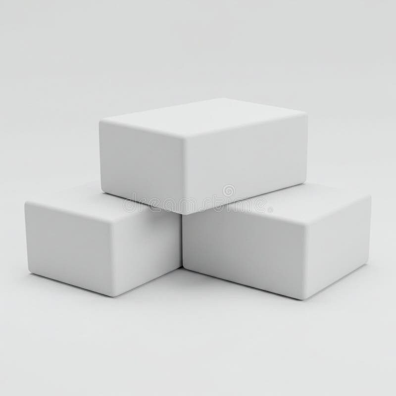 Three White Rectangular Blocks are Stacked in a Pyramid Arrangement ...