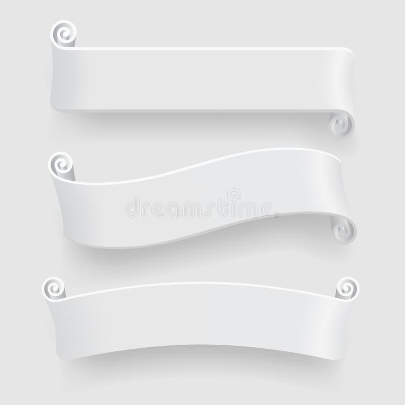 Three White Ribbons with Drop Shadow on White Background Stock Vector ...