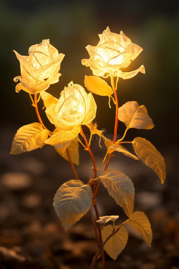 Three White Roses are Lit Up in the Dark Stock Illustration ...
