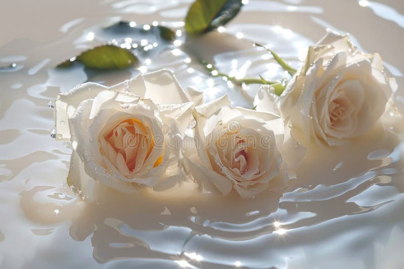 Three White Roses Placed Plate Stock Photos - Free & Royalty-Free Stock ...