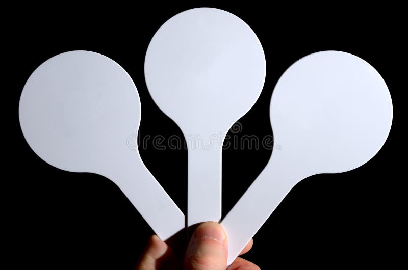 Three White Round Cards on a Black Background Stock Photo - Image of ...