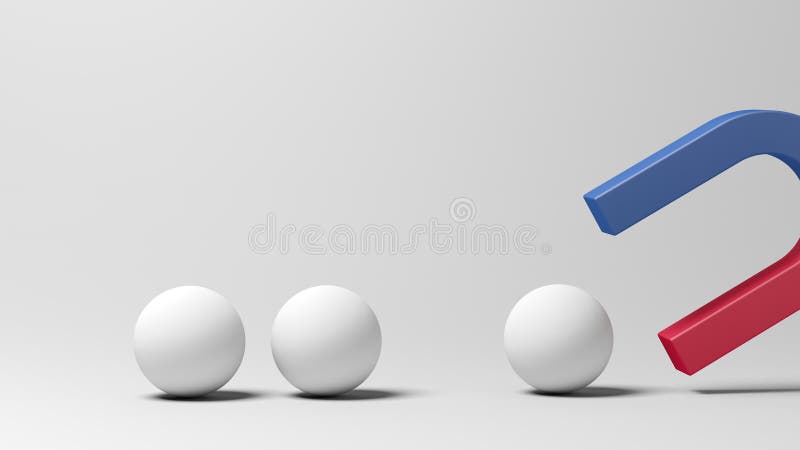 Three White Spheres. Magnetism. Magnetic. Magnet Stock Illustration ...