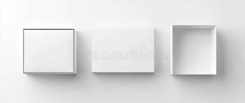 Three White Square Boxes on White Background Minimalist Product ...