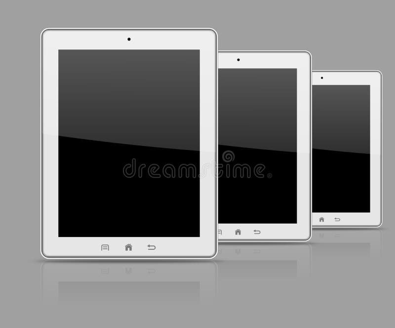 Three white tablet pc stock illustration. Illustration of reader - 26835038