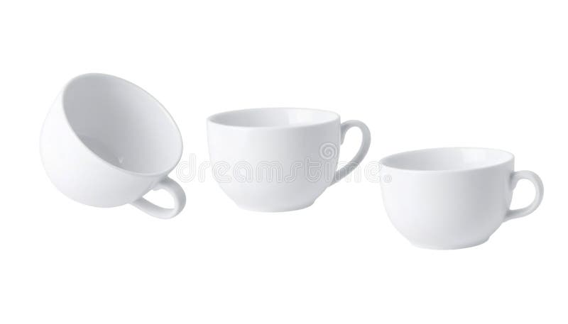 Set Three Ceramic Cups Isolated Transparent Background Stock Photos ...
