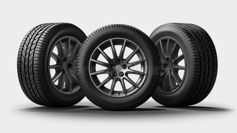 Three White Tires on a Clean Background Stock Illustration ...