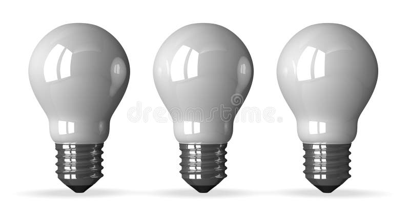 Three White Tungsten Light Bulbs, Front View Stock Illustration ...