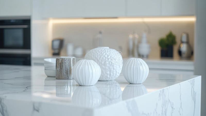Three White Vases Sit on a Kitchen Counter, Perfect for a Modern and ...