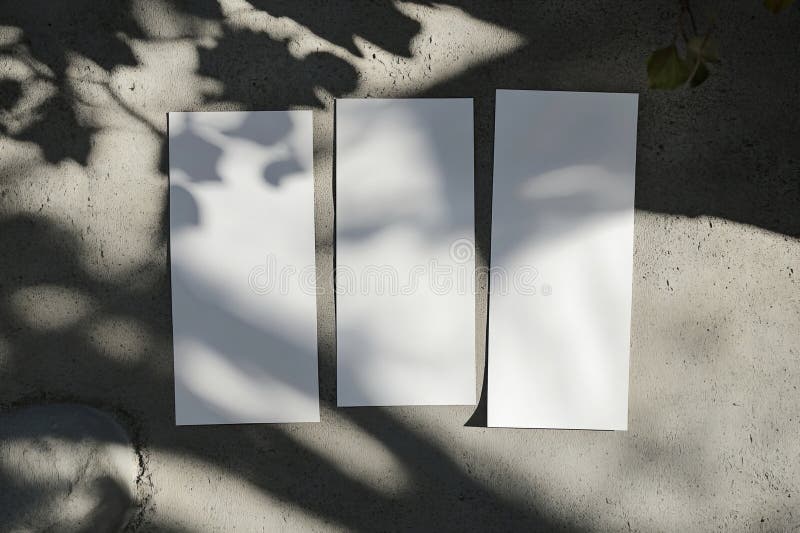 Three White Vertical Rectangular Poster Mockups with Soft Shadows on a ...