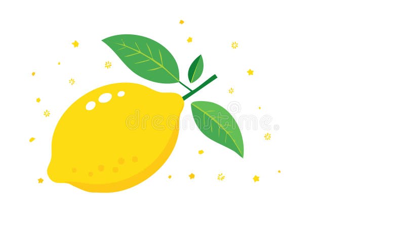 Three Whole Lemons with Surrounding Green Leaves in a Stylized Flat ...