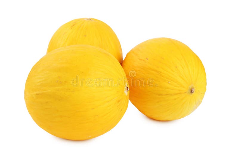Three Whole Ripe Melons Isolated on White Stock Photo - Image of vegan ...