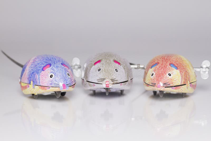 Three wind-up toy mice stock image. Image of drive, wind - 84506157