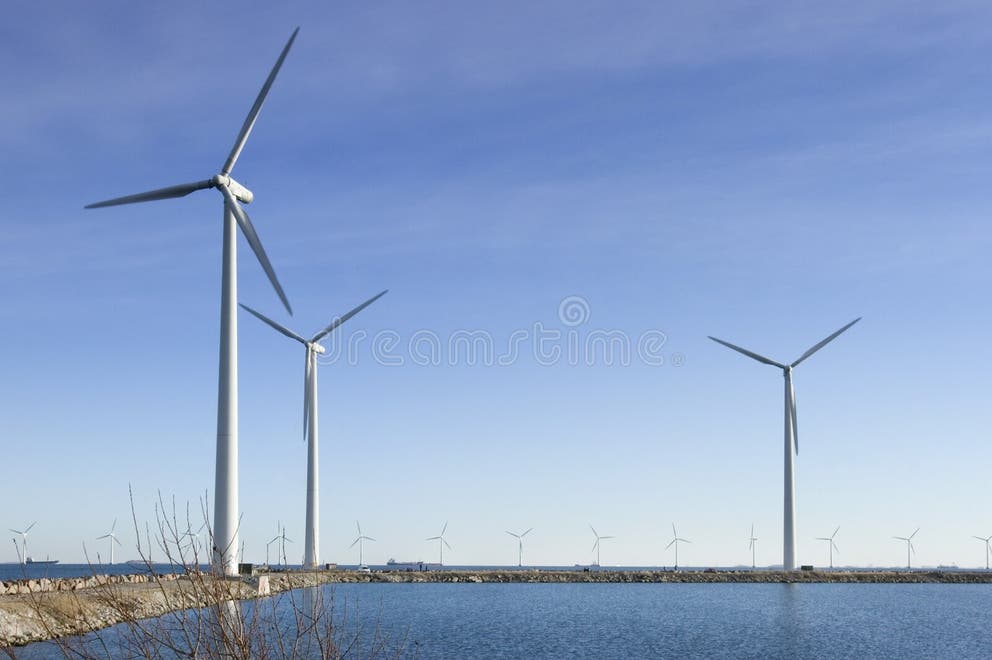Three Windmills in Copenhagen Denmark Stock Image - Image of green ...