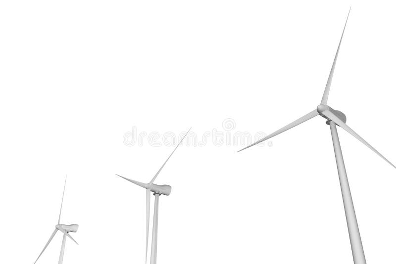 3 Wind Turbines with Different Angles of Rotation - Perspective View ...