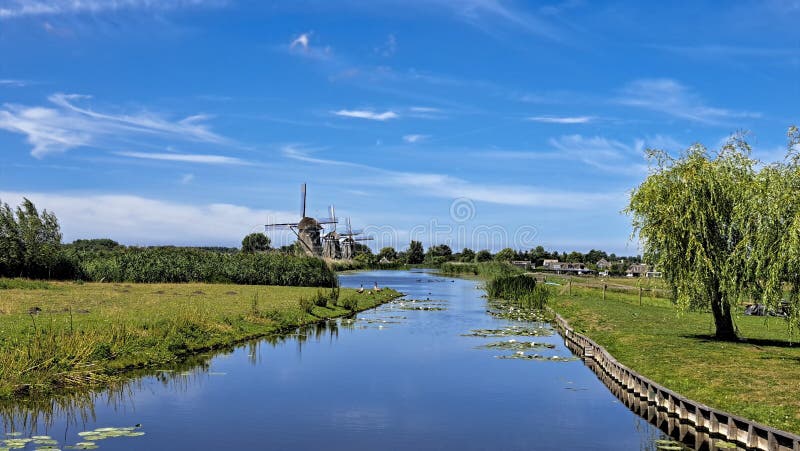 Three Windmills in the Driemanspolder at Stompwijk Stock Photo - Image ...