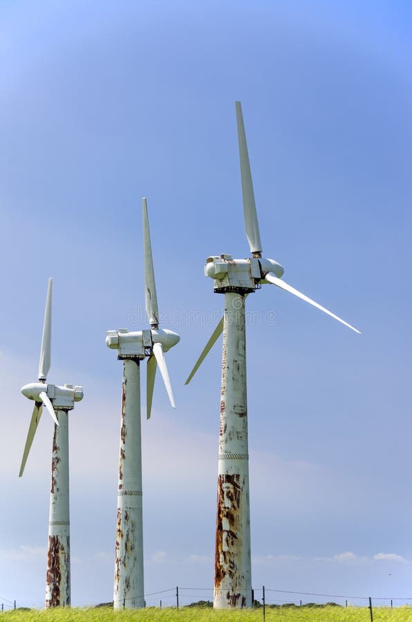 Three Windmills, One Contrarian View Stock Image - Image of beauty ...