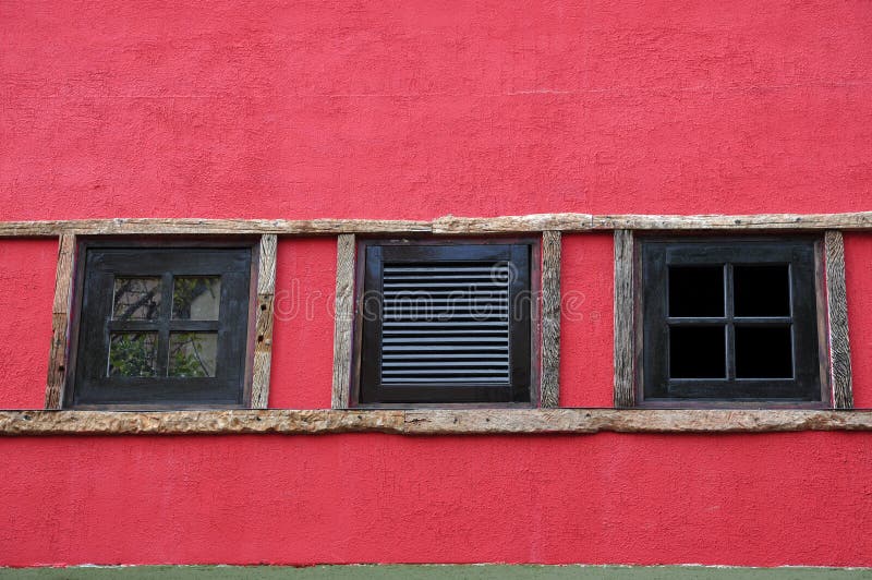 Three window wooden stock image. Image of design, door - 33389771