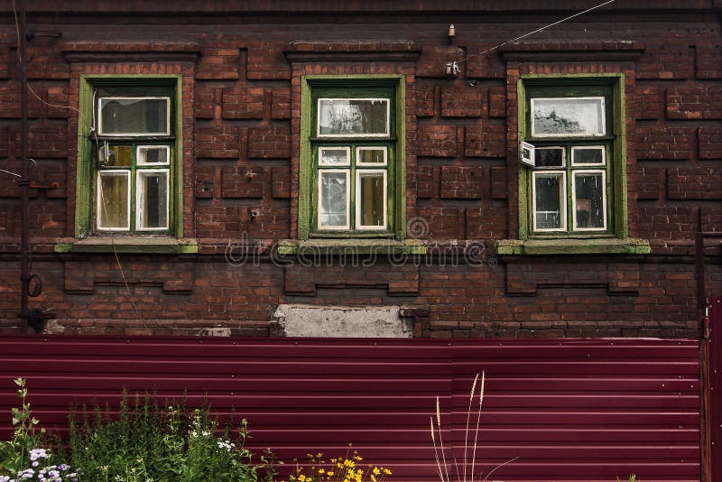 Three Windows on Facade Private House in Mariupol Stock Photo - Image ...