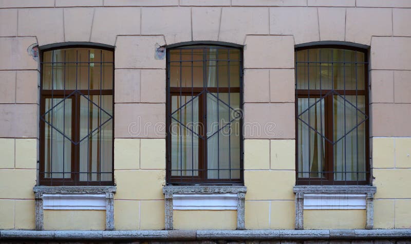 Three Windows on the Front of the House Stock Photo - Image of glass ...